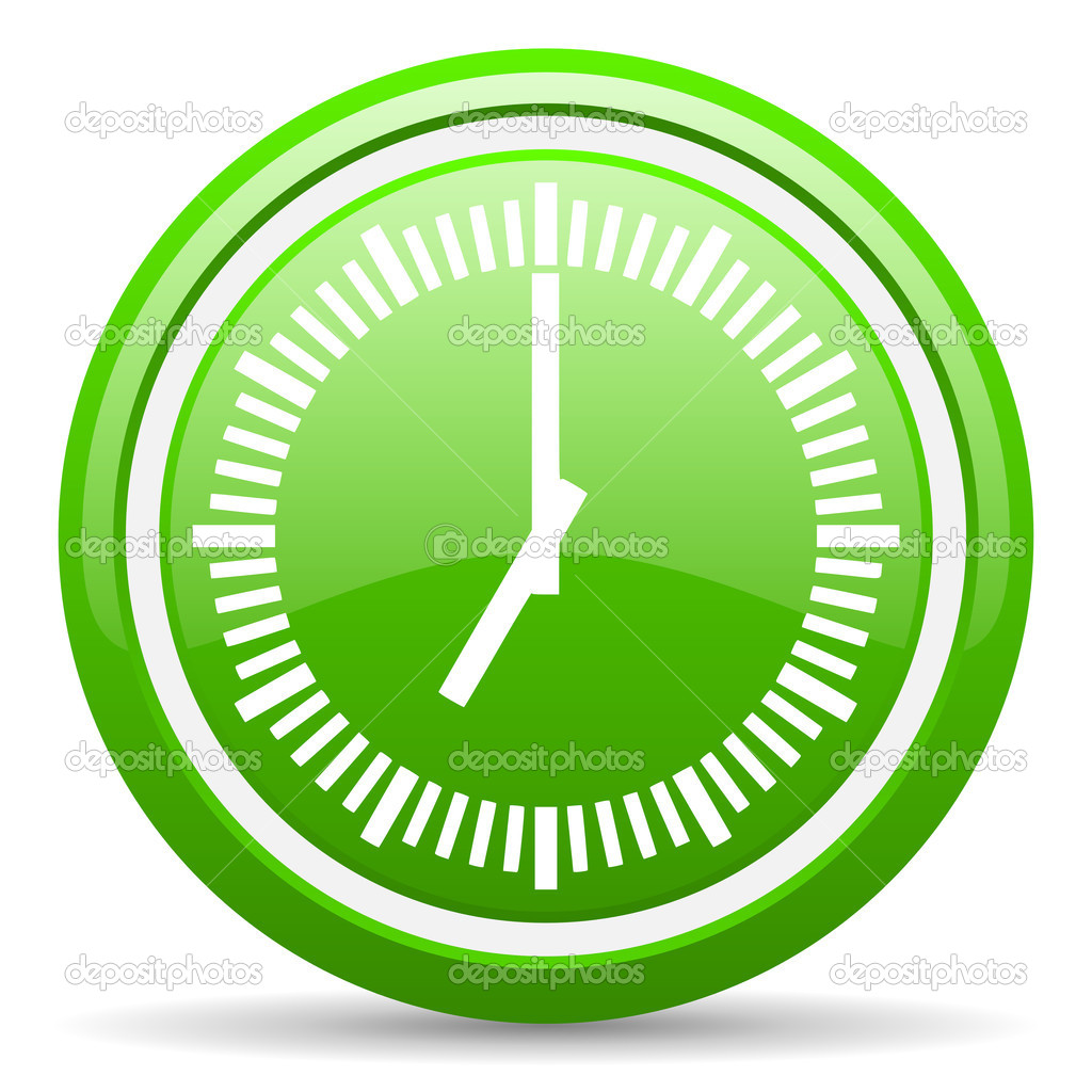 Icono brillante reloj verde sobre fondo blanco — Foto de Stock ...