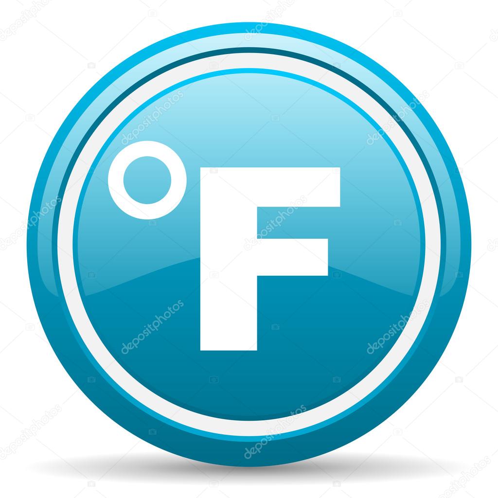 Fahrenheit blue glossy icon on white background — Stock Photo ...