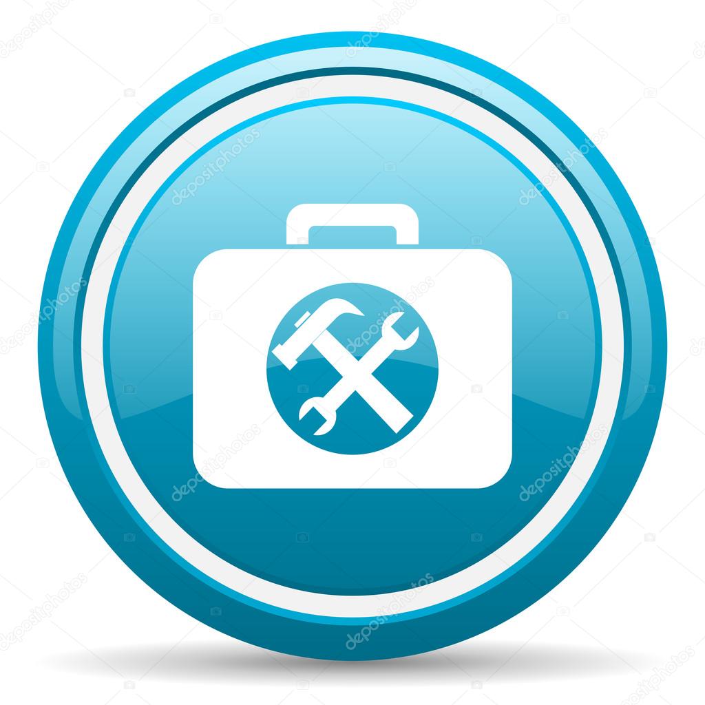 Toolkit blue glossy icon on white background — Stock Photo © alexwhite ...