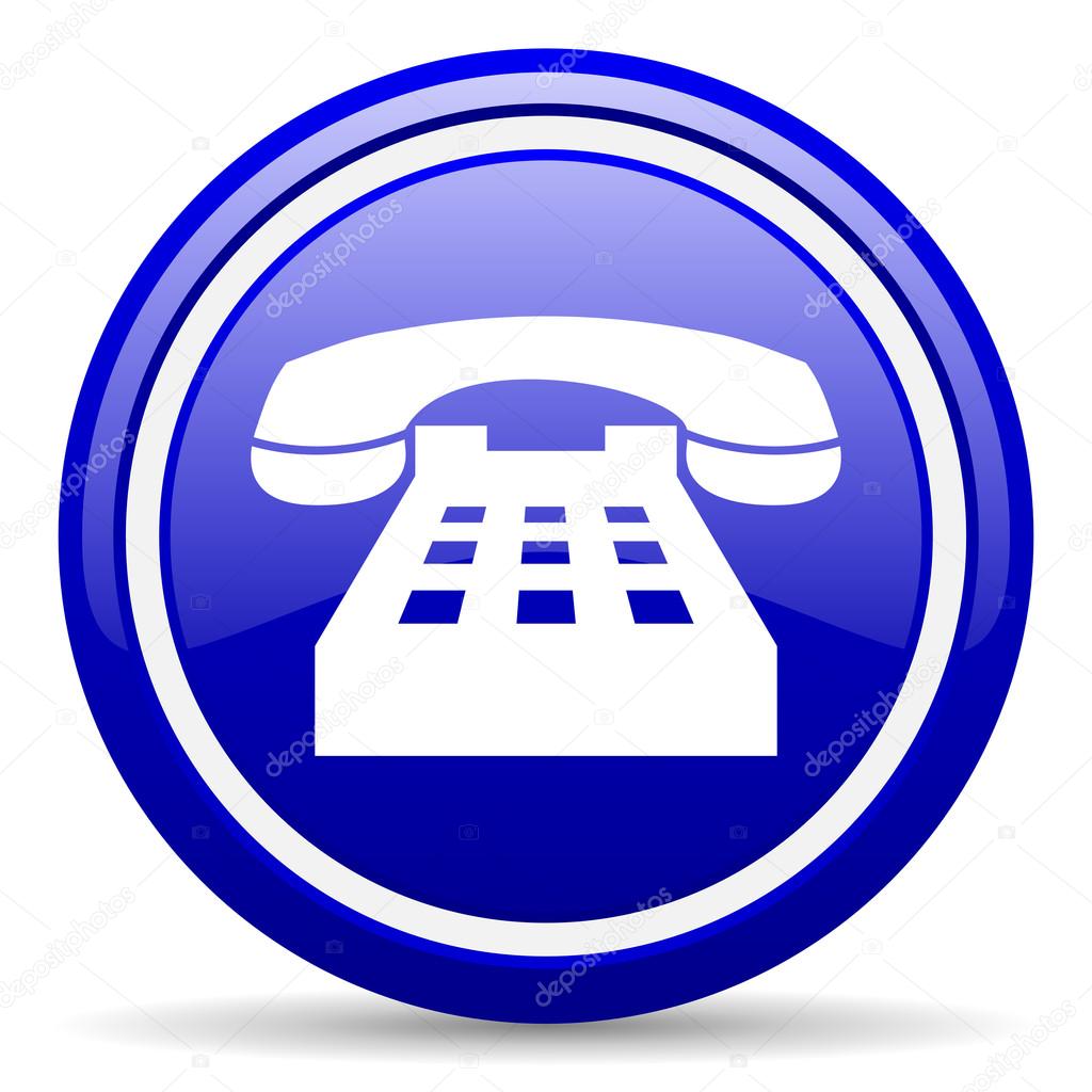 icono del teléfono azul brillante sobre fondo blanco — Fotos de Stock ...