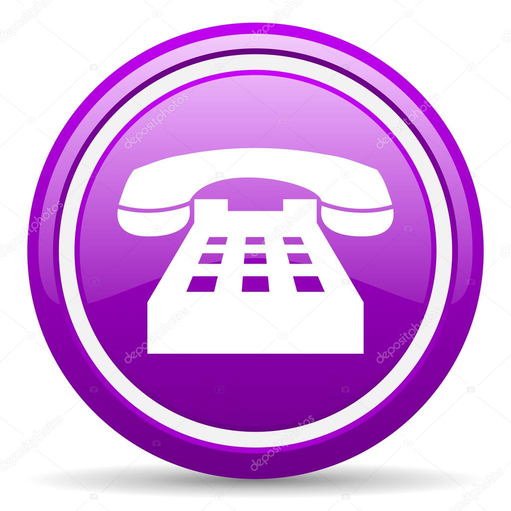 Icône de papier glacé de téléphone violet sur fond blanc — Photographie ...