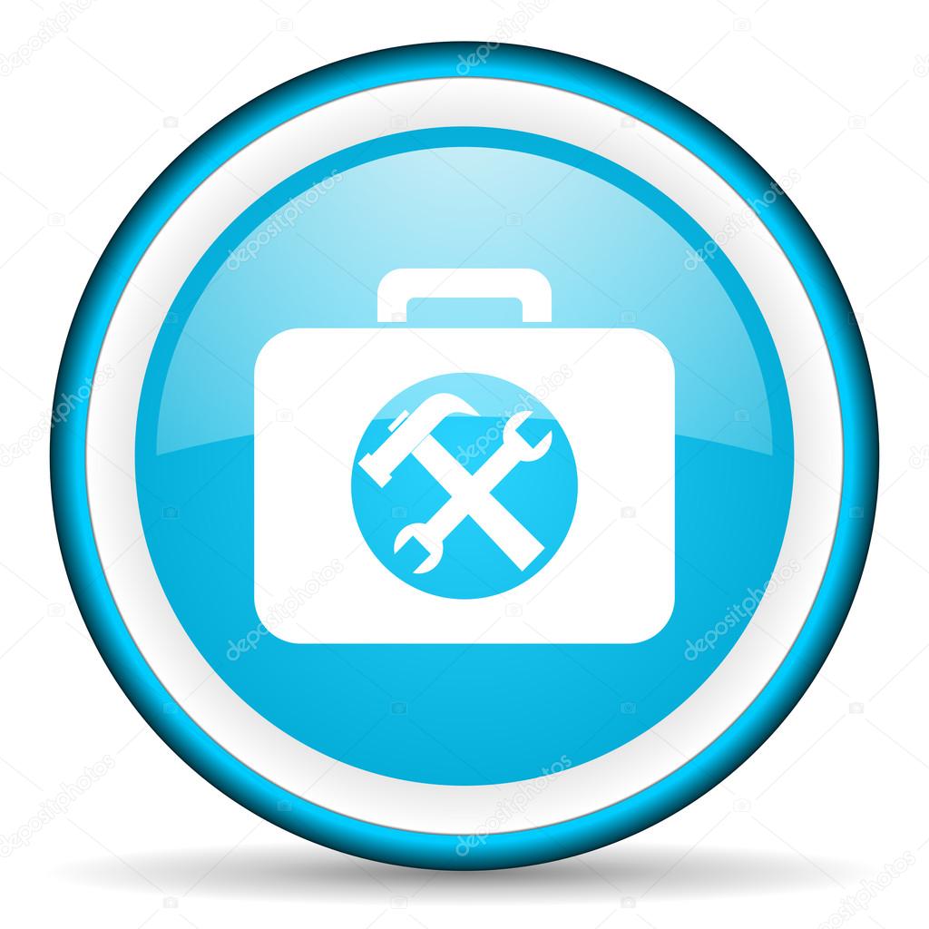 Toolkit blue glossy icon on white background — Stock Photo © alexwhite ...