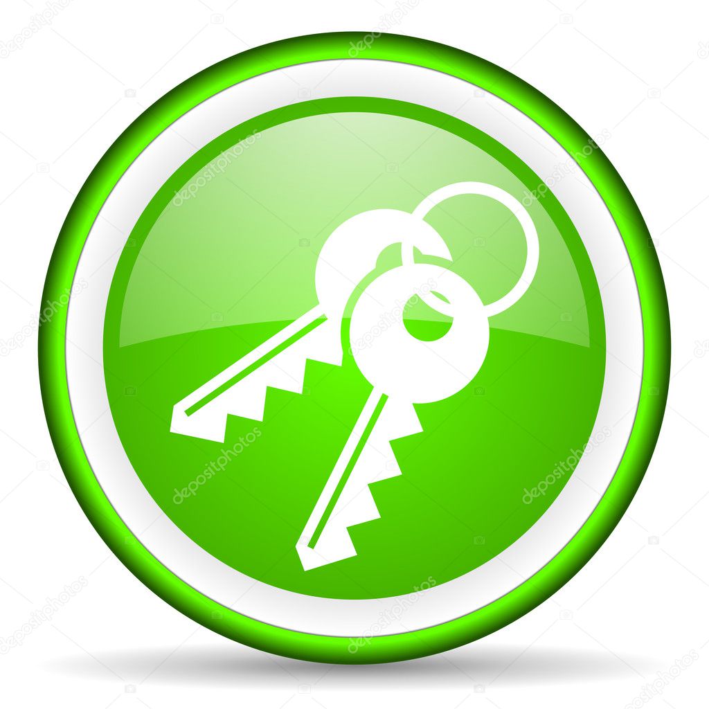 Llaves verde icono brillante sobre fondo blanco — Foto de stock ...