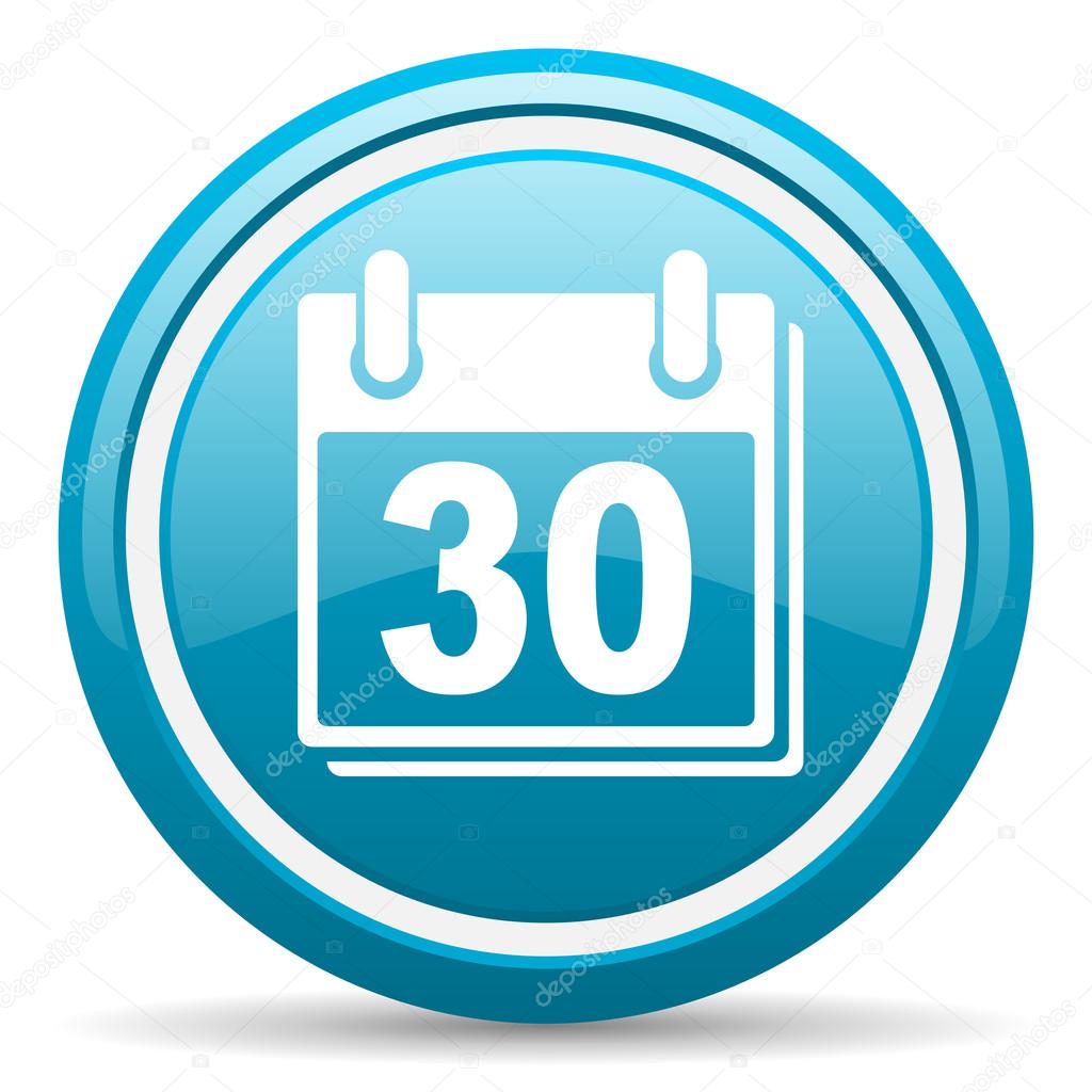 calendario azul icono brillante sobre fondo blanco 2023