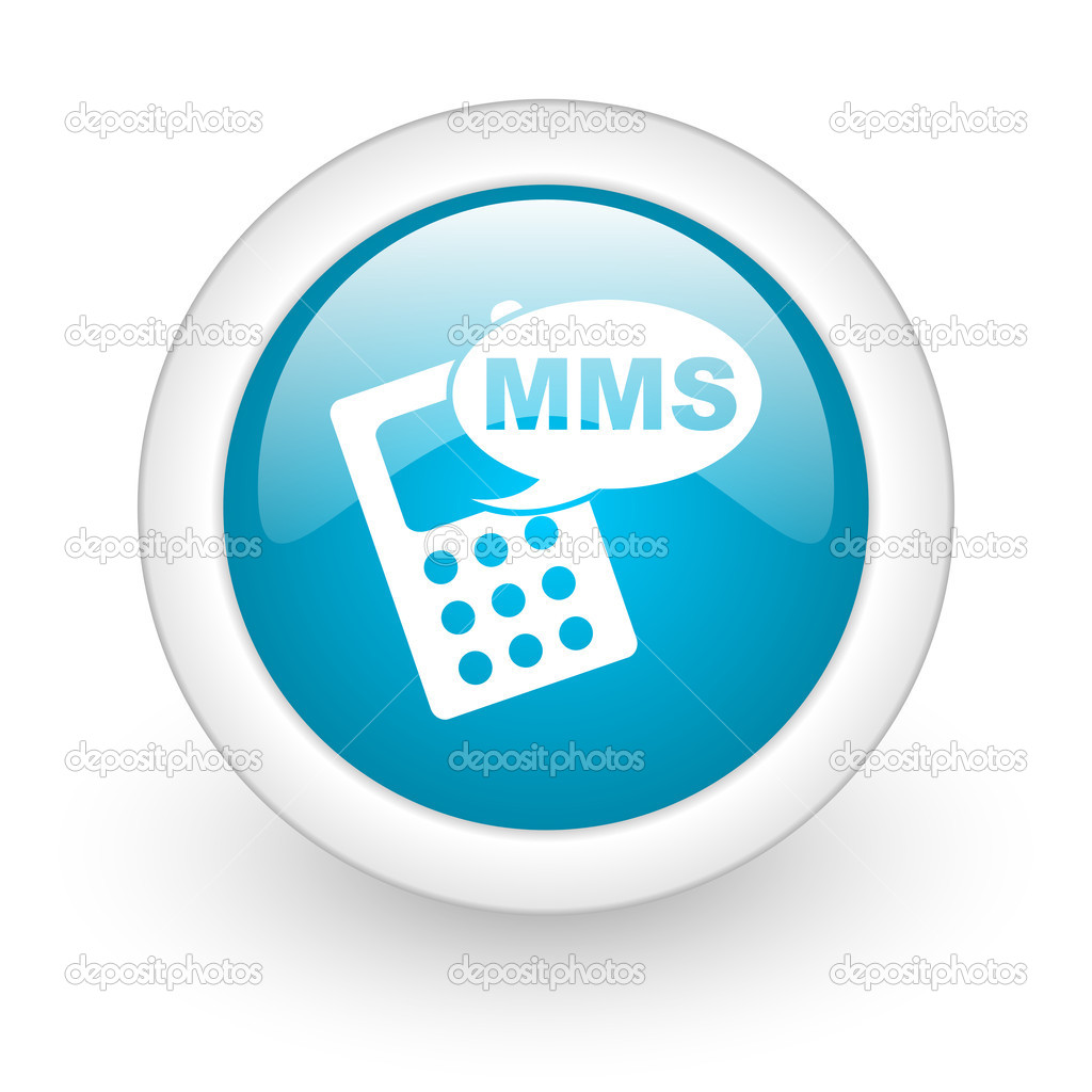 Mms blue circle glossy web icon on white background — Stock Photo ...