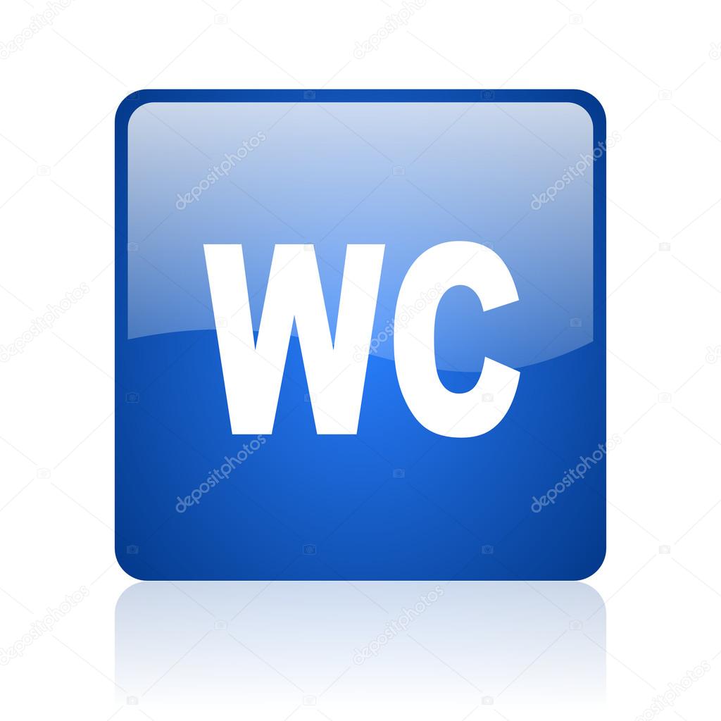 Wc blue square glossy web icon on white background — Stock Photo ...