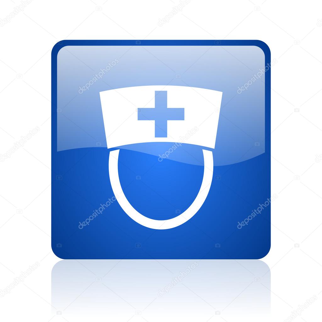 Nurse blue square glossy web icon on white background Stock Photo by ...