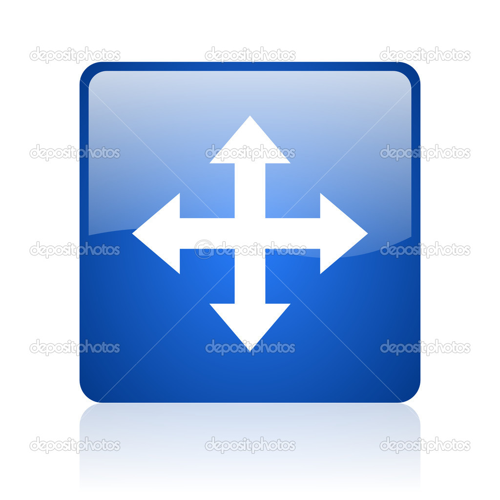 Arrows blue square glossy web icon on white background — Stock Photo ...