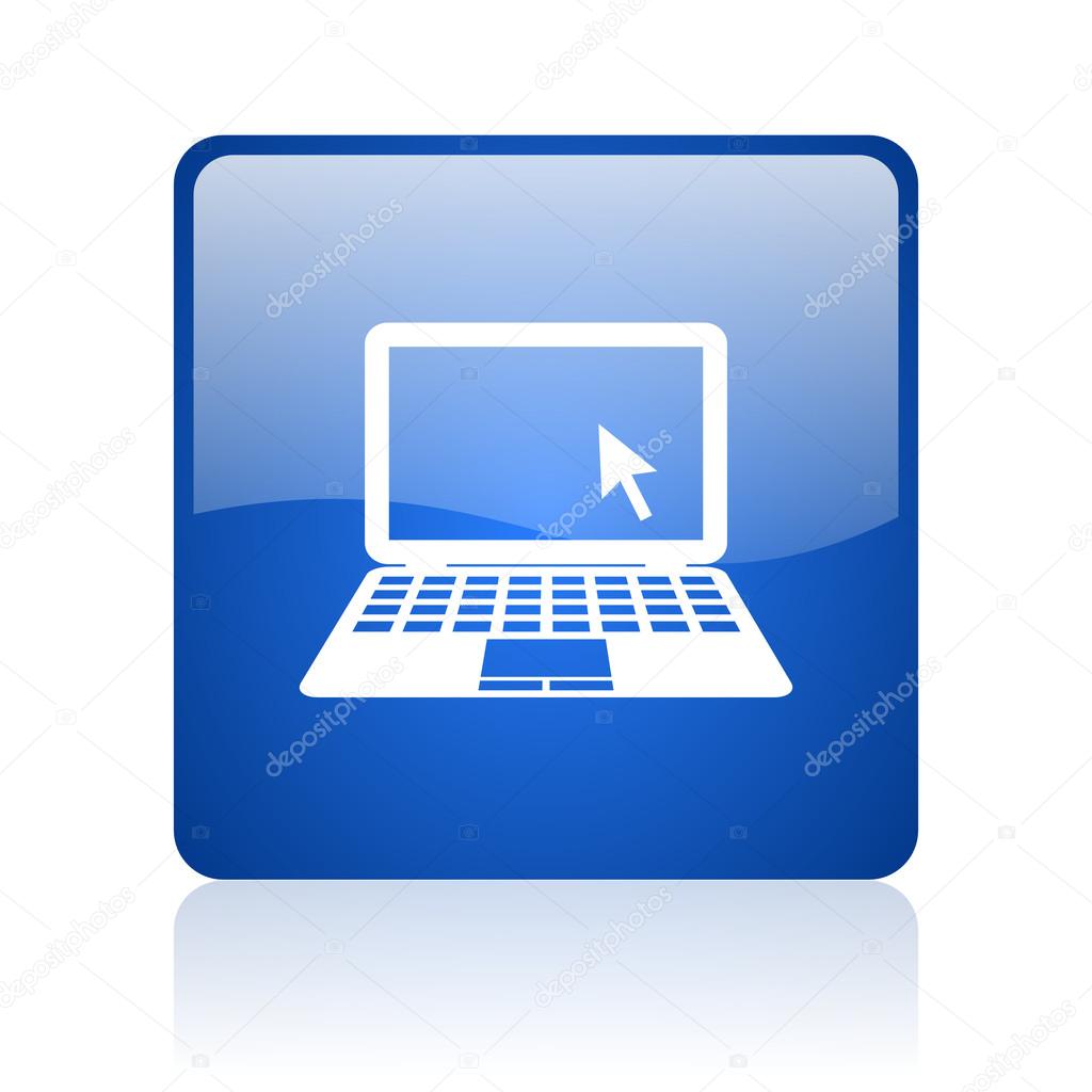 Notebook blue square glossy web icon on white background — Stock Photo ...