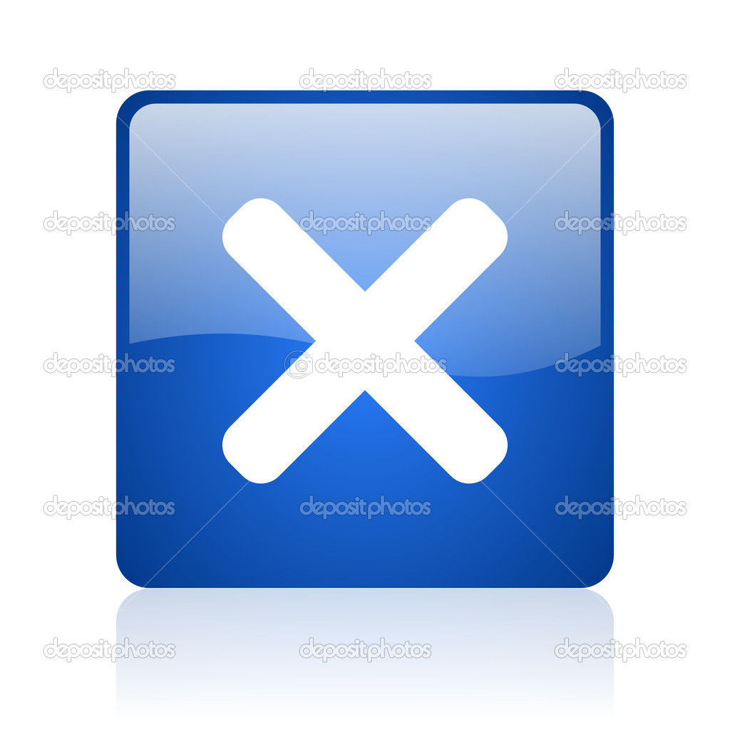 Cancel blue square glossy web icon on white background — Stock Photo ...