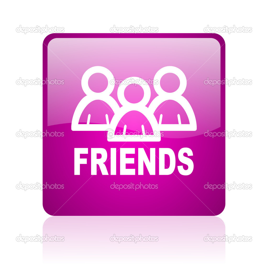 Friends violet square web glossy icon — Stock Photo © alexwhite #22021527