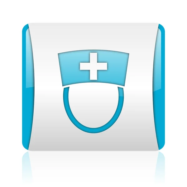 Nurse blue square glossy web icon on white background Stock Photo by ...