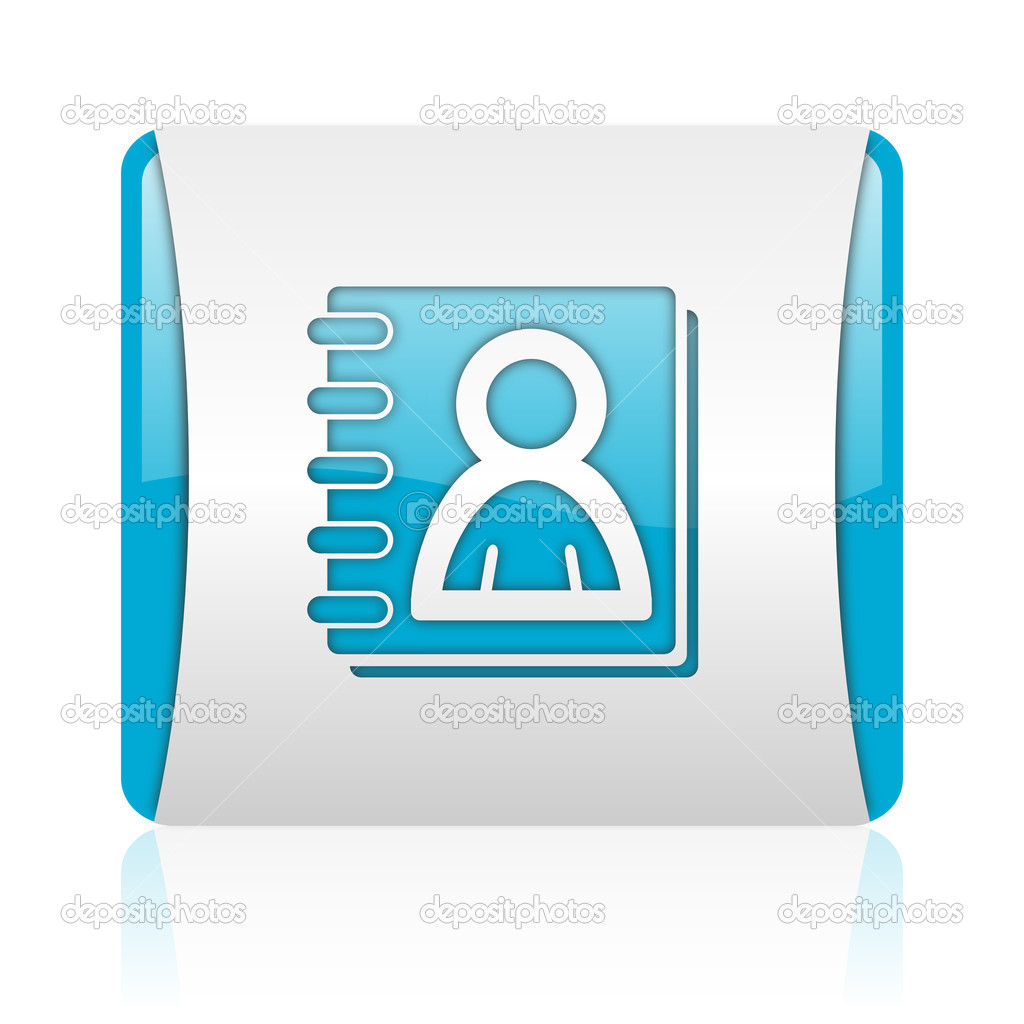 Address book blue and white square web glossy icon — Stock Photo ...