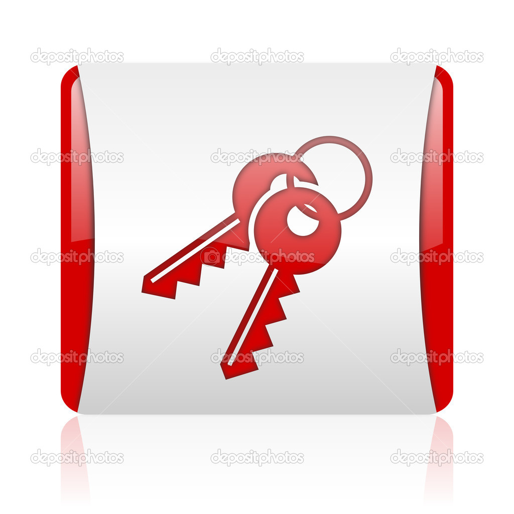 Keys red and white square web glossy icon — Stock Photo © alexwhite ...