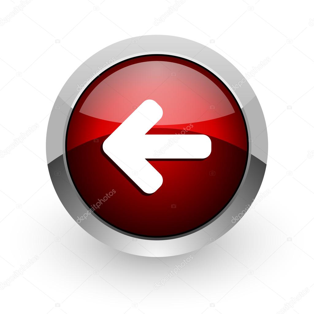 Flecha izquierda círculo rojo web icono brillante — Foto de stock ...