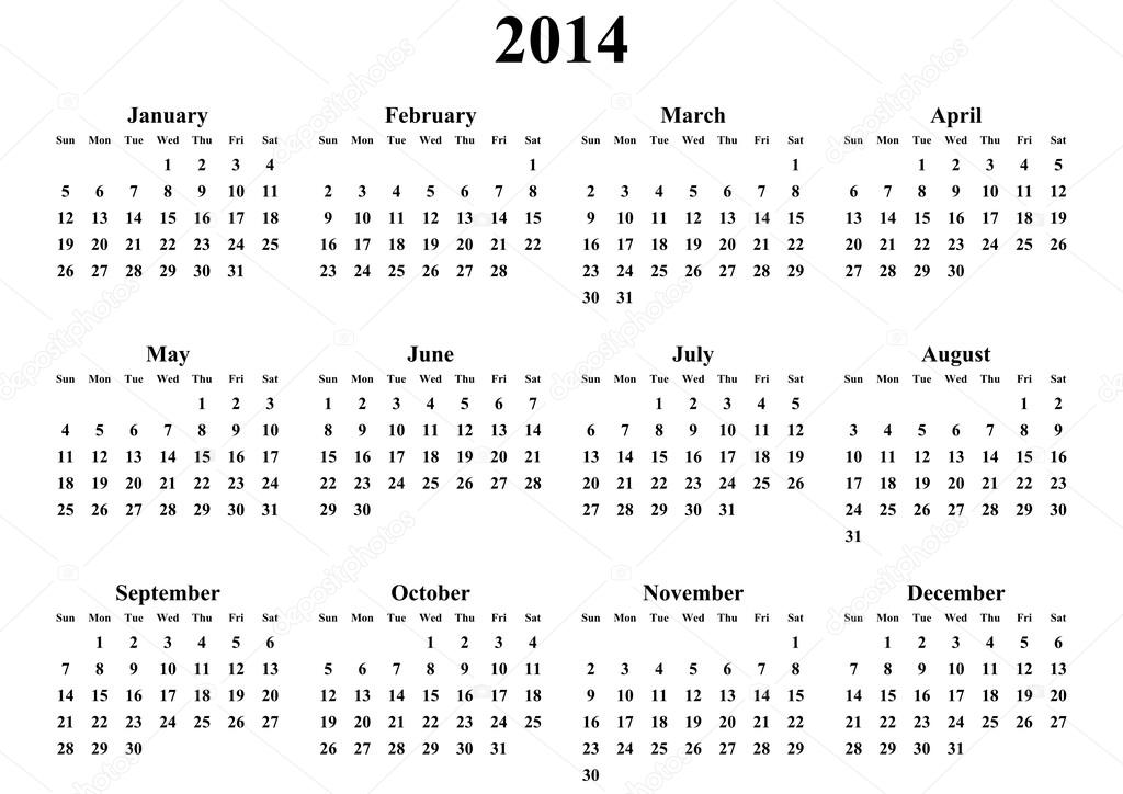 Basit takvim 2014 — Stok Foto © alexwhite #22902478