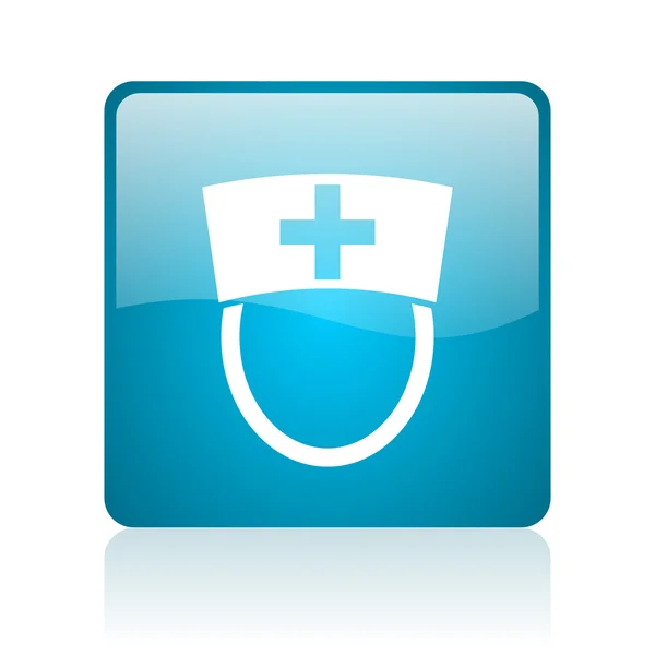 Nurse blue square glossy web icon on white background Stock Photo by ...