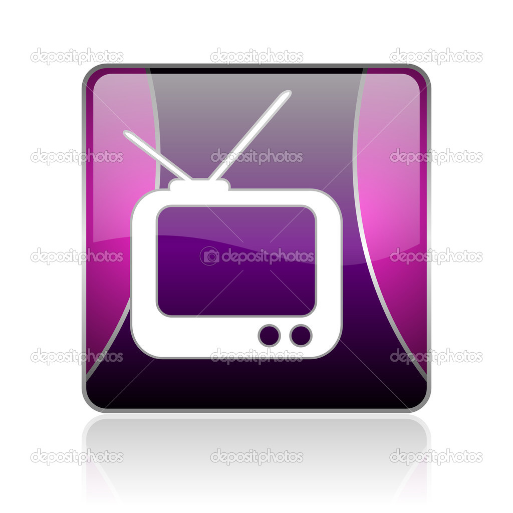 Tv violet square web glossy icon — Stock Photo © alexwhite #23313588