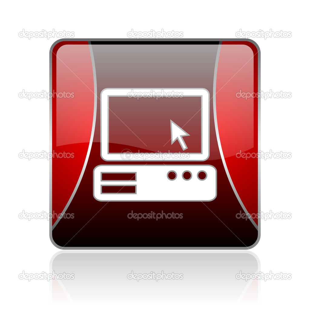 Pc red square web glossy icon — Stock Photo © alexwhite #23317862