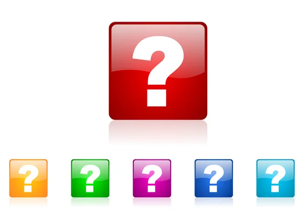 Question Mark Icon Set Colorful Square Glossy Vector Illustrations ...