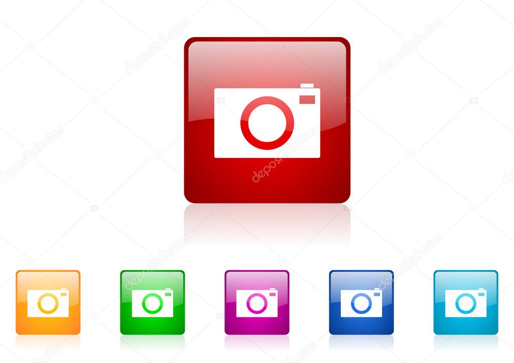 Camera square web glossy icons set — Stock Photo © alexwhite #25216227