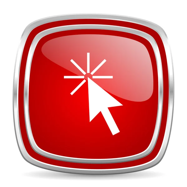 Click here red glossy icon on white background Stock Photo by ...