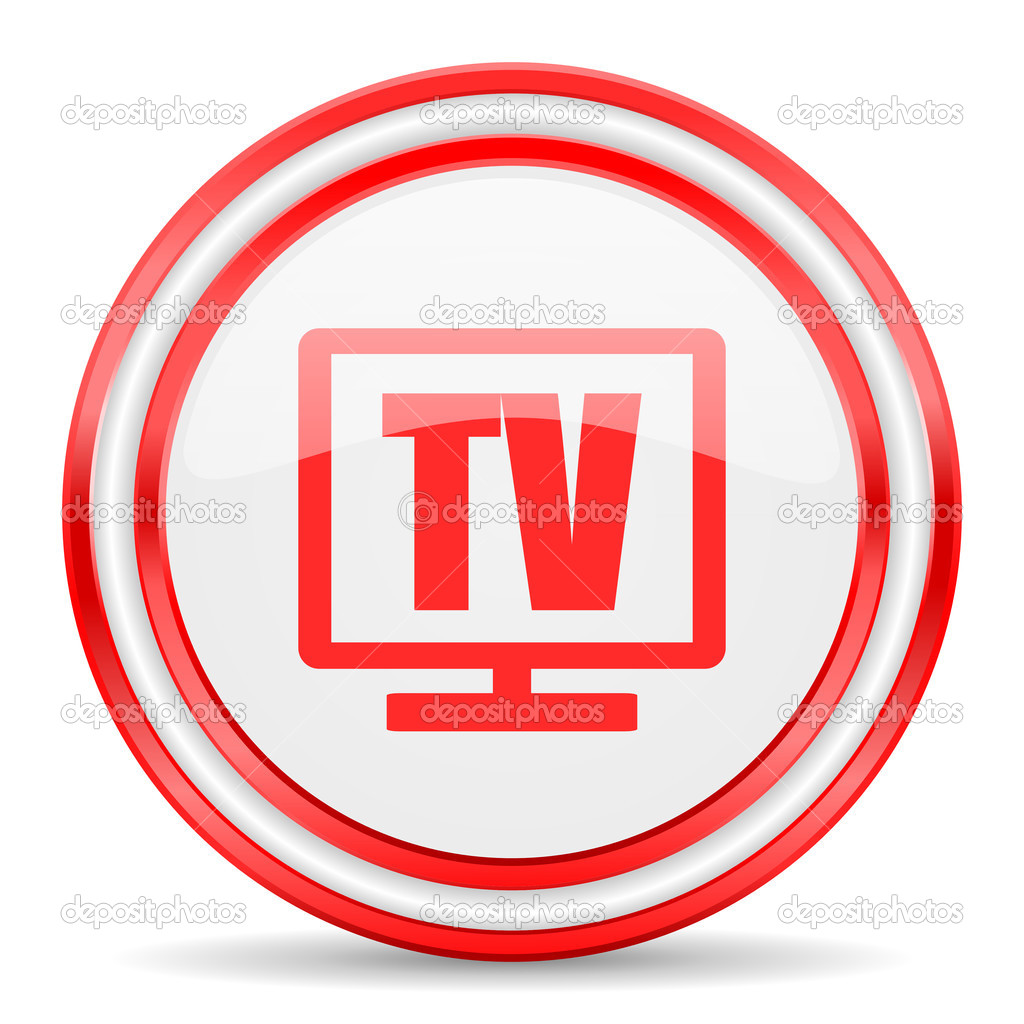 Tv red white glossy web icon — Stock Photo © alexwhite #46773367