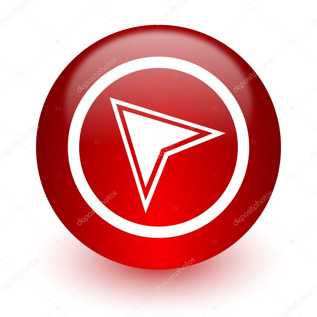 Navigation red computer icon on white background — Stock Photo ...
