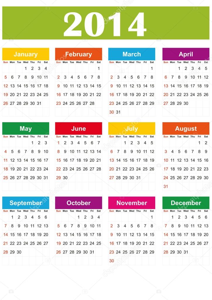 Simple 2014 calendar Stock Vector by ©justaa 27974319 Simple 2014 calendar Stock Vector by ©justaa 27974319