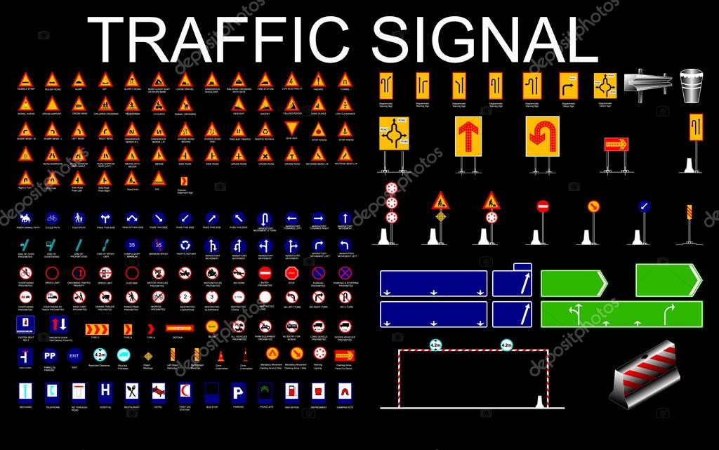 Traffic signs collection with name, vector ⬇ Vector Image by © ngaga35 ...