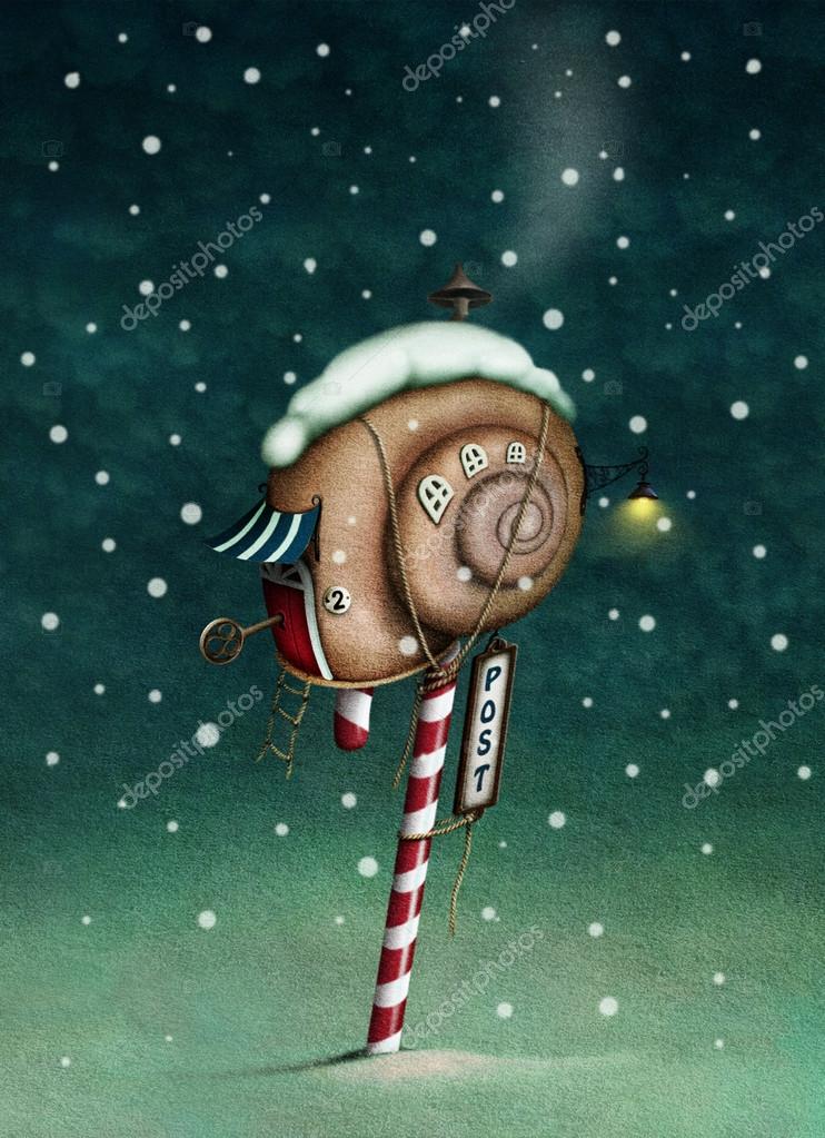 Mailbox,illustratio n or holiday cards with snail mail box. Computer ...