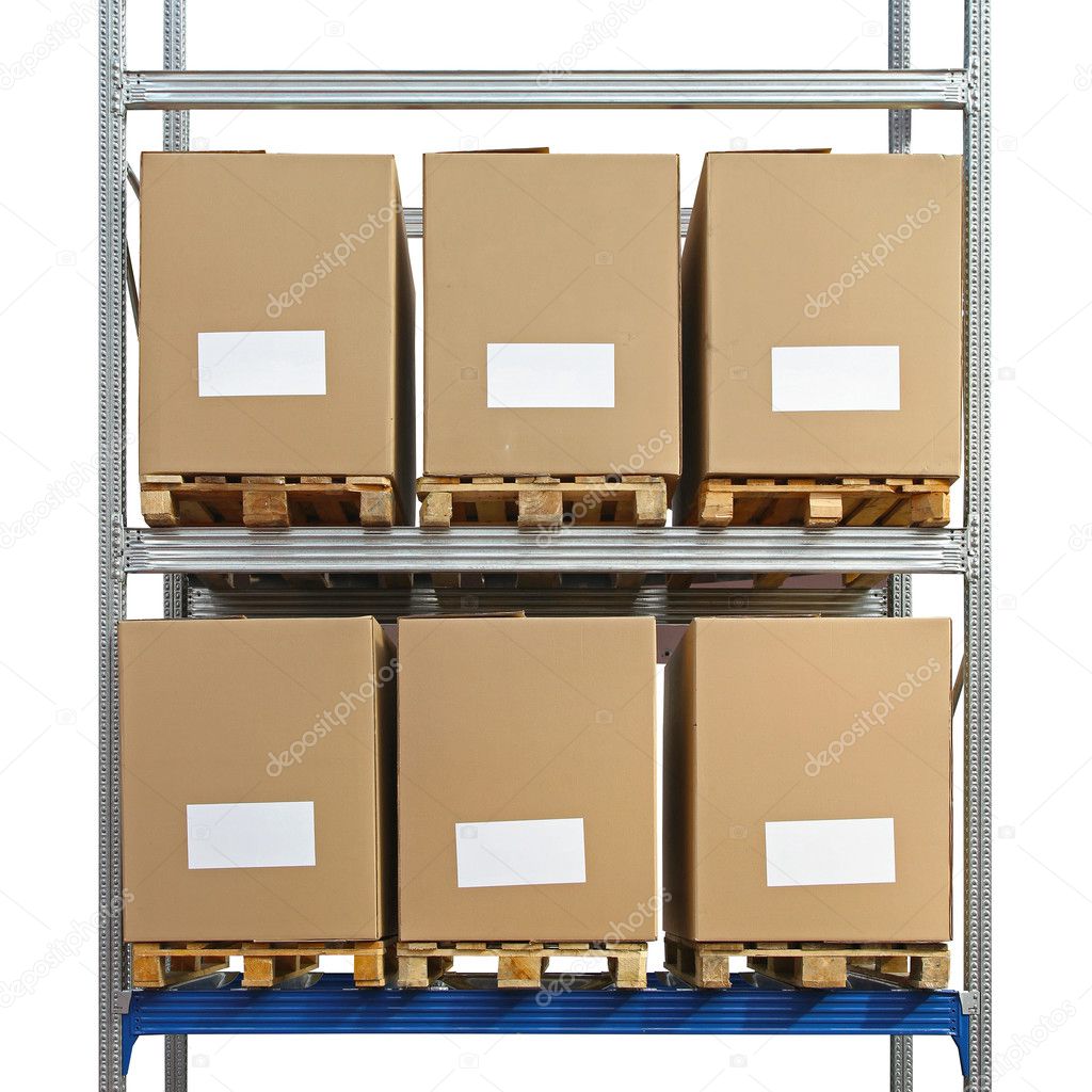 Almacén estanterías cajas — Foto de stock #44250639 © Baloncici