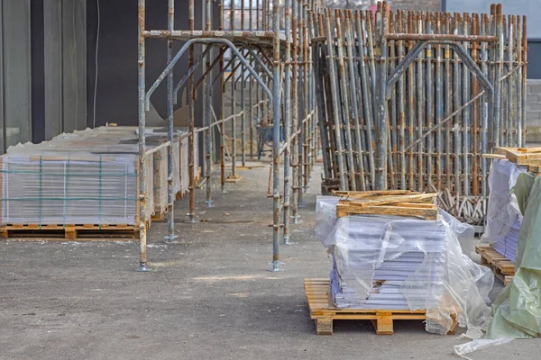 Scaffoldings Commercial Building Construction Site Material Pallets ...