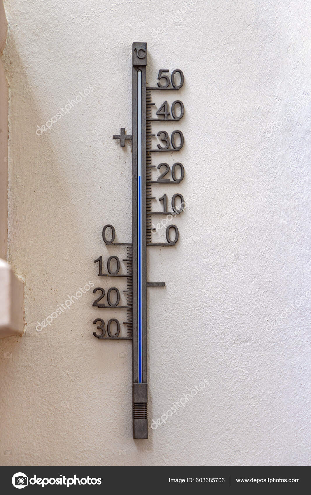 Celsius Thermometer Temperature Scale White Wall Stock Photo by ...
