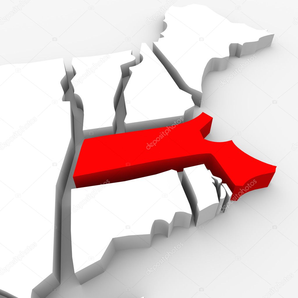 Massachusetts Red Abstract 3D State Map United States America — Stock ...