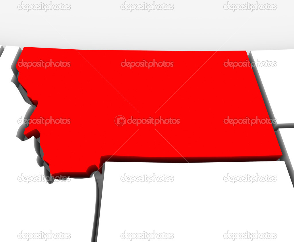 Montana Red Abstract 3D State Map United States America — Stock Photo ...