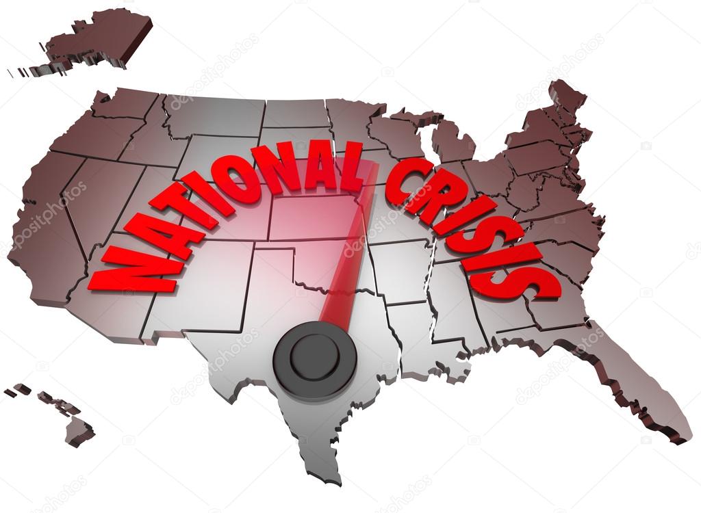 National Crisis USA Map United States America Trouble Stock ...