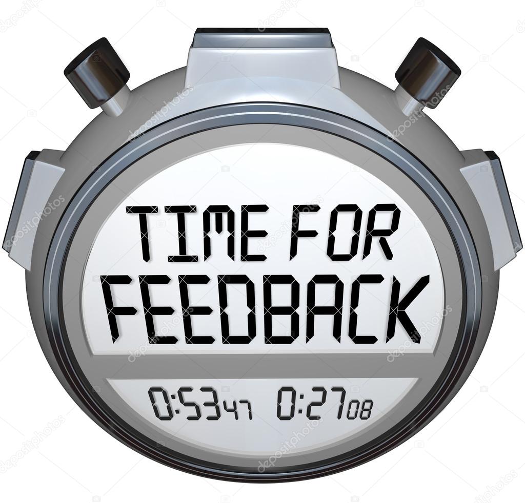 Time for Feedback Words Stopwatch Timer Seeking Comments — Stock Photo ...