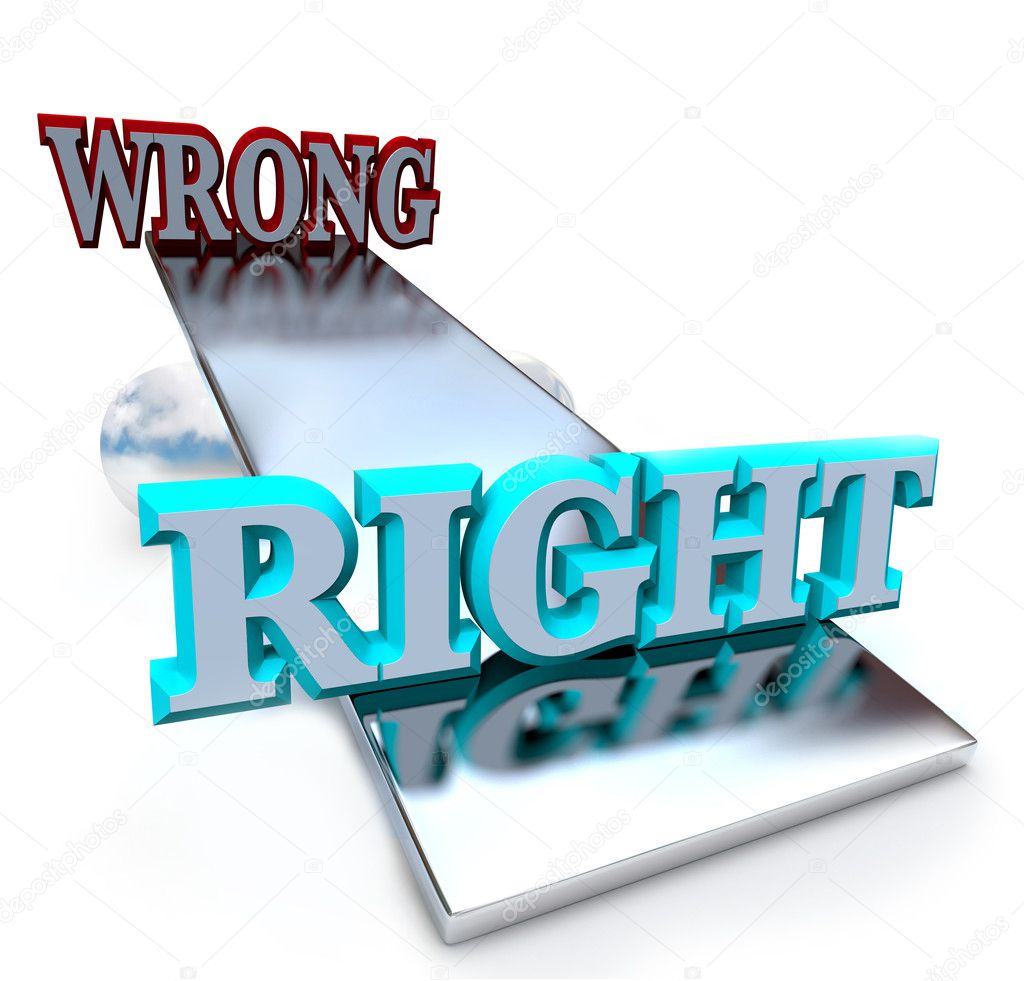 Right vs Wrong - See Saw Balancing Ethical Decisions — Stock Photo ...