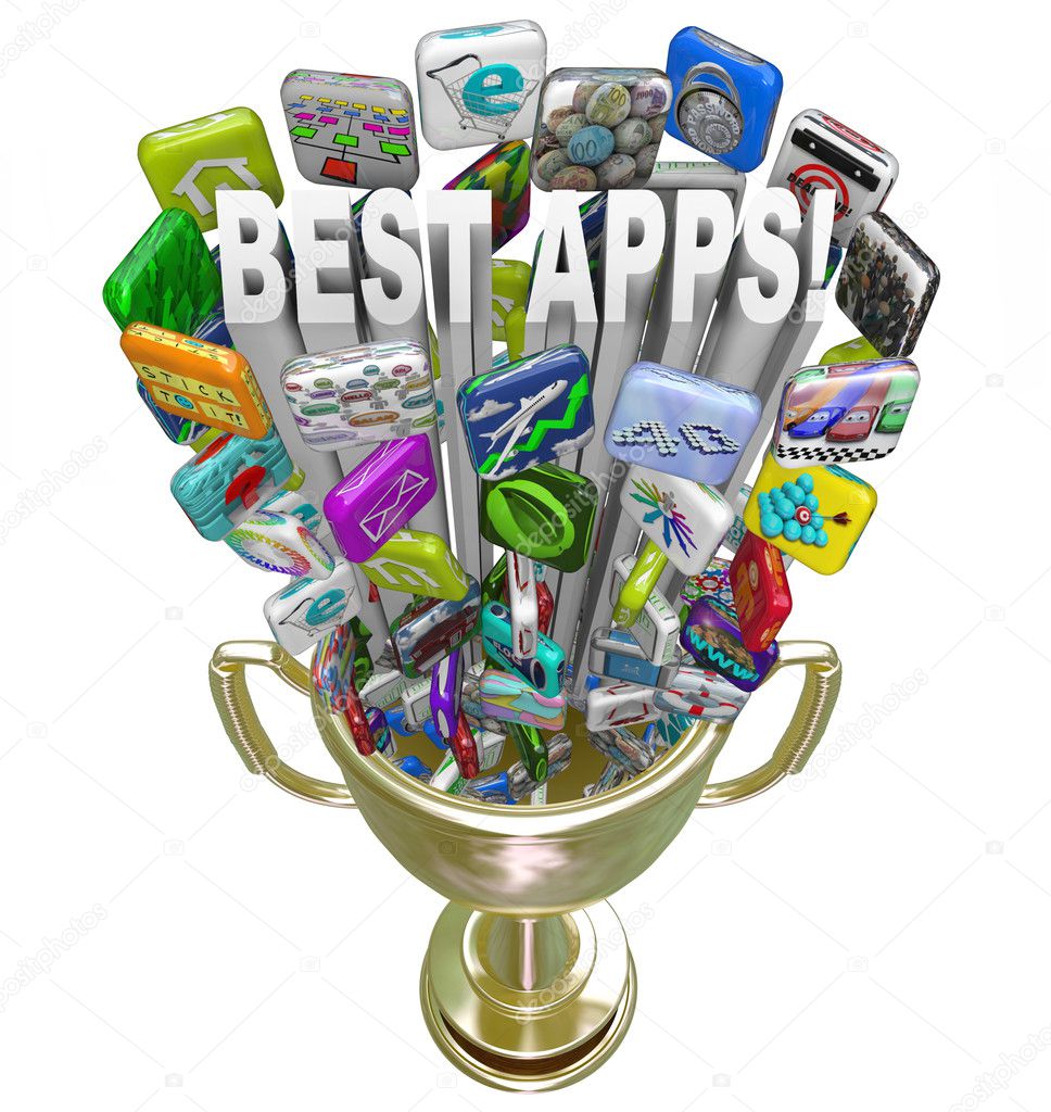 Best Apps - Tile Icons in Golden Trophy — Stock Photo © iqoncept #21848759