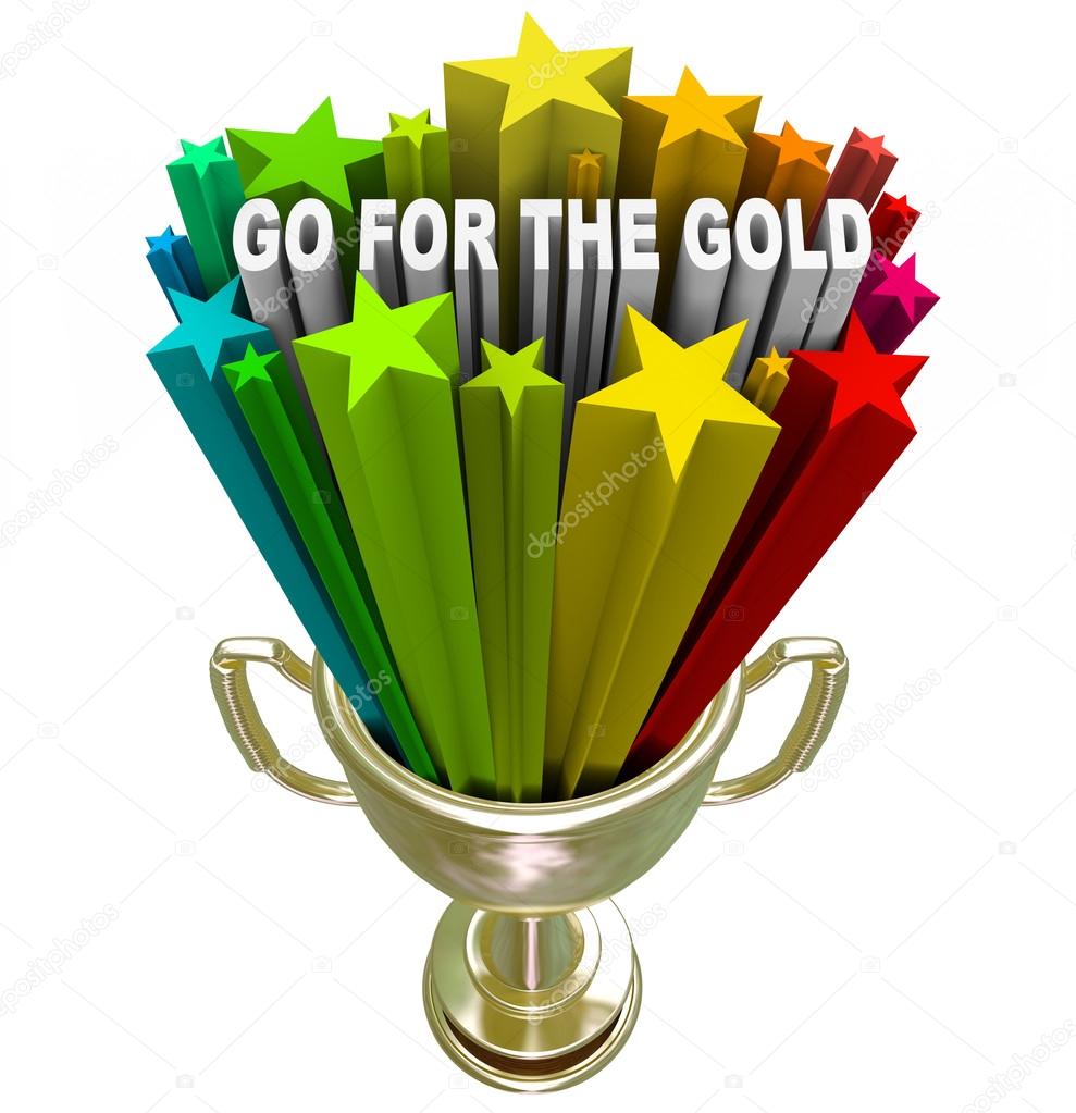 Go for the Gold Trophy Positive Attitude and Ambition — Stock Photo ...
