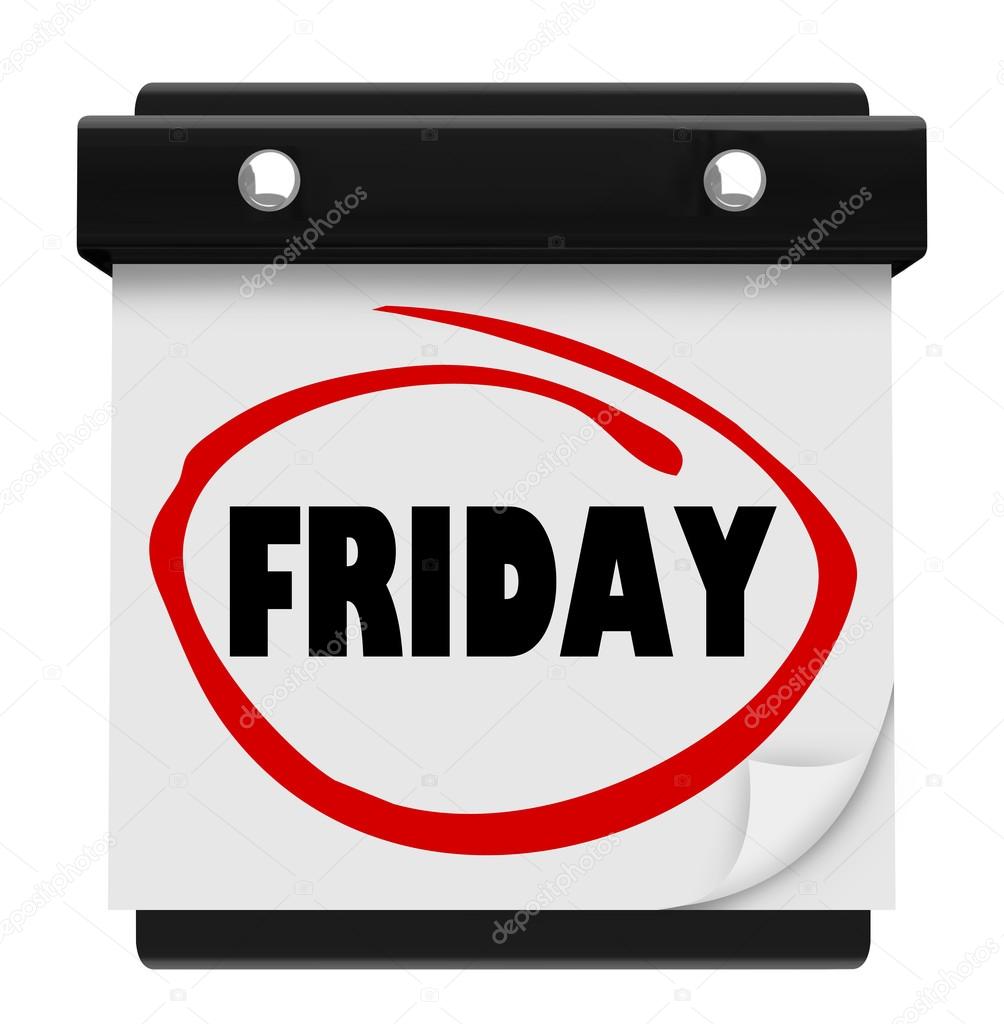 Friday Day Wall Calendar Reminder Weekend Plan Word Stock Photo by ...
