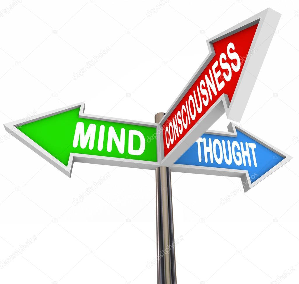 Three Principles Mind Consciousness Thought Arrow Signs — Stock Photo ...