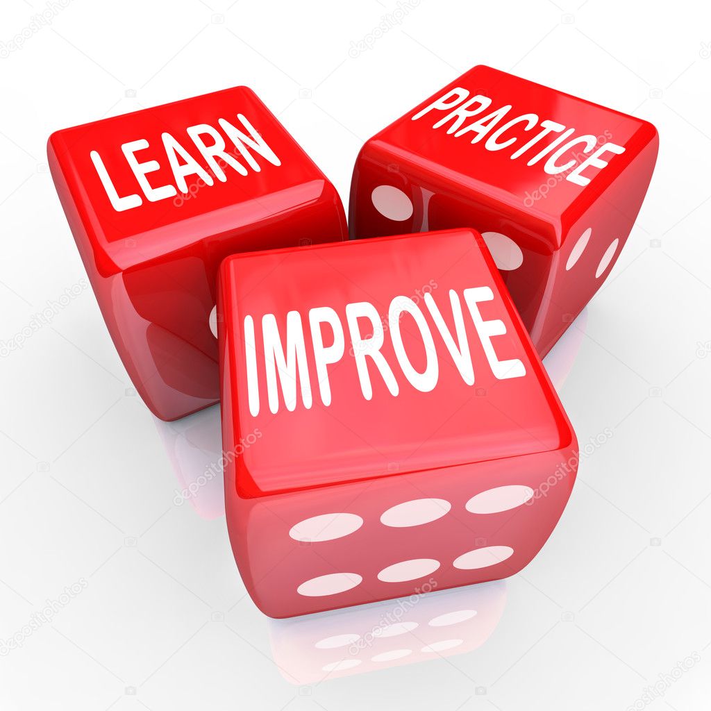 Learn Practice Improve Words 3 Red Dice Stock Photo by ©iqoncept 25225735