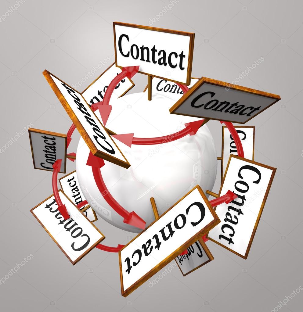 Contact Signs Connected Arround Sphere World — Stock Photo © iqoncept ...