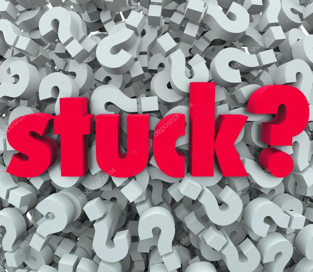 Stuck Word Question Mark Background Caught Problem Stock Photo by ...