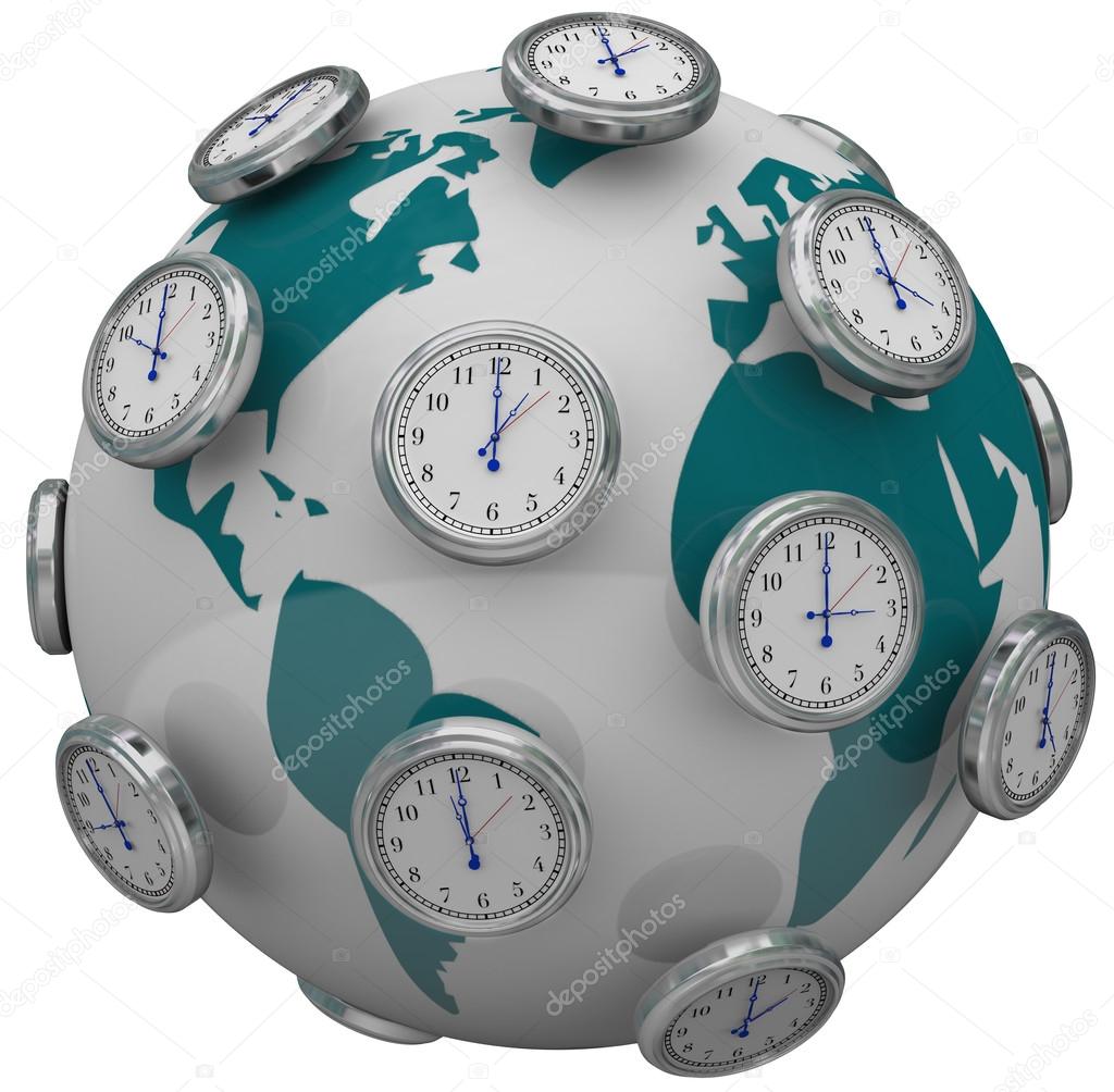 International Time Zones Clocks Around World Global Travel — Stock ...
