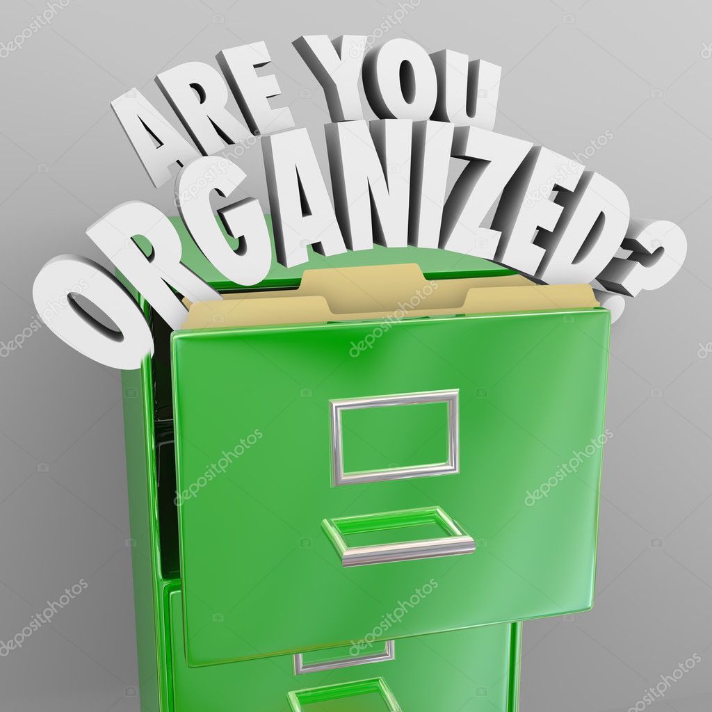 Are You Organized Filing Cabinet Words Records File System Stock Photo ...