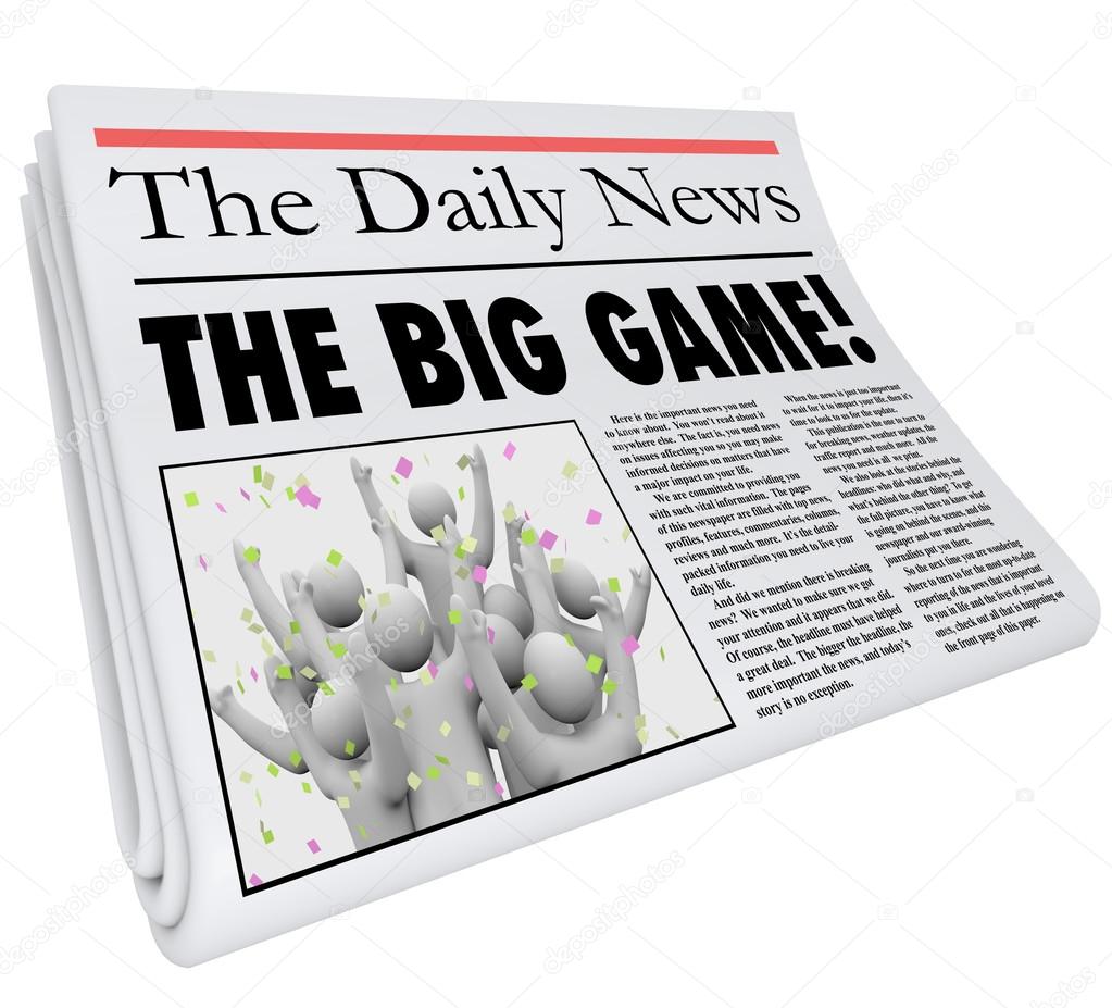 The Big Game Newspaper Headline Sports News Update — Stock Photo ...