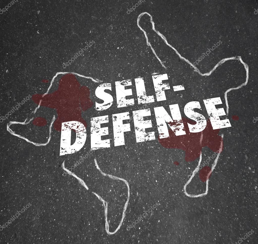 Self Defense Words Chalk Outline Body Defending Yourself Attack — Stock ...